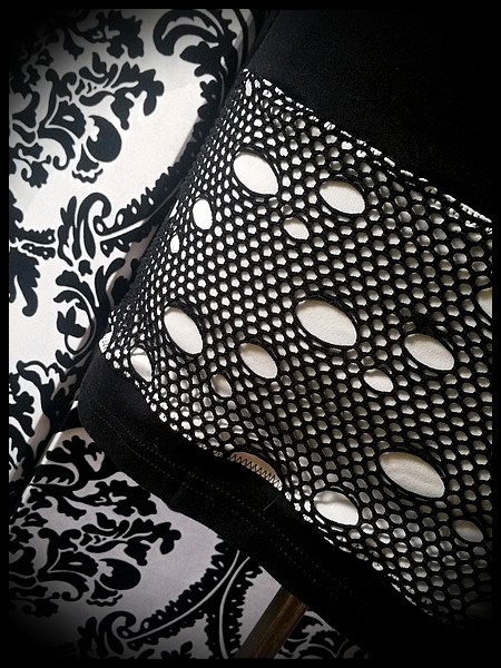 Black and white dress mermaid and skeleton print fishnet details